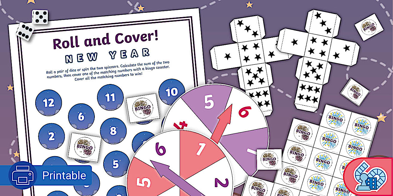 New Year Roll and Cover Maths Bingo Game | Board Games