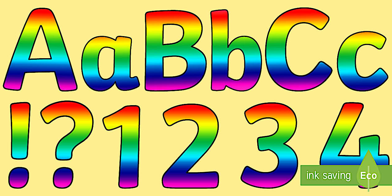 👉 Rainbow Size Editable Alphabet Display Lettering