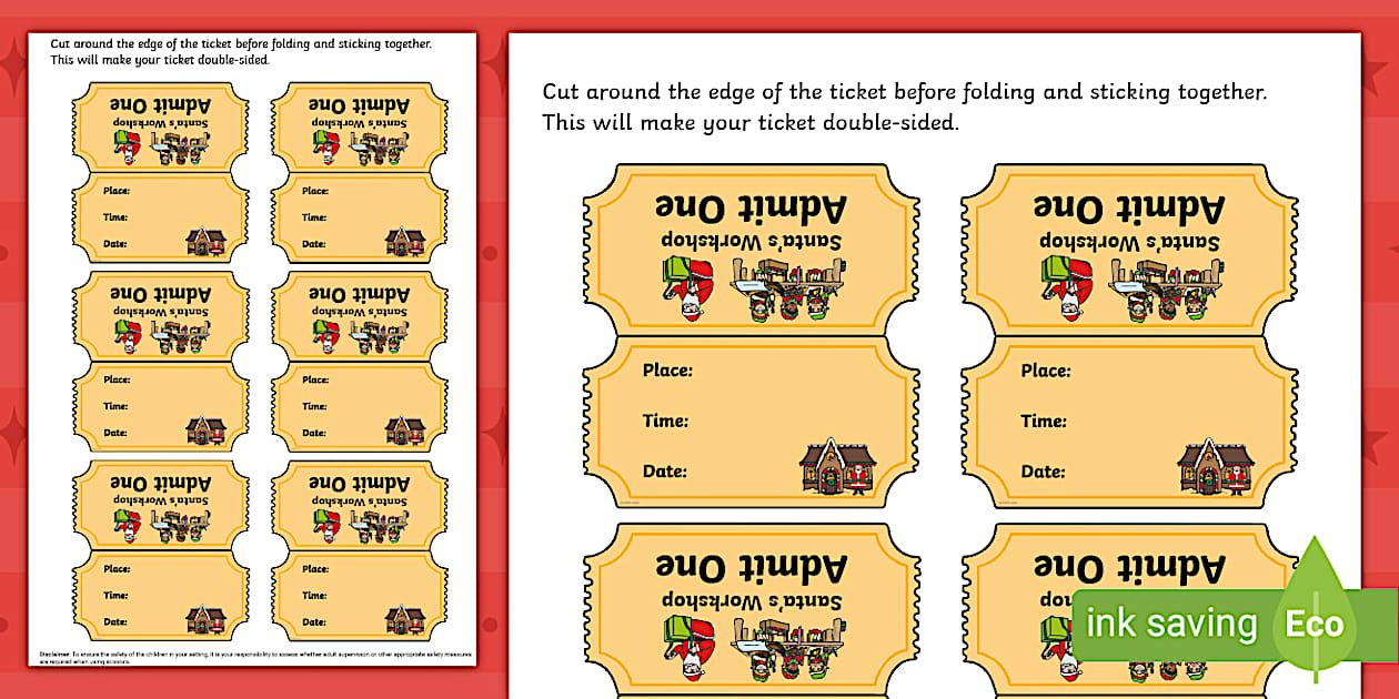 Santa's Workshop Tickets (teacher made) - Twinkl