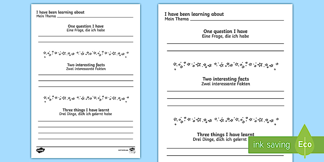 Non Fiction Reading Response Worksheet / Worksheets English/German