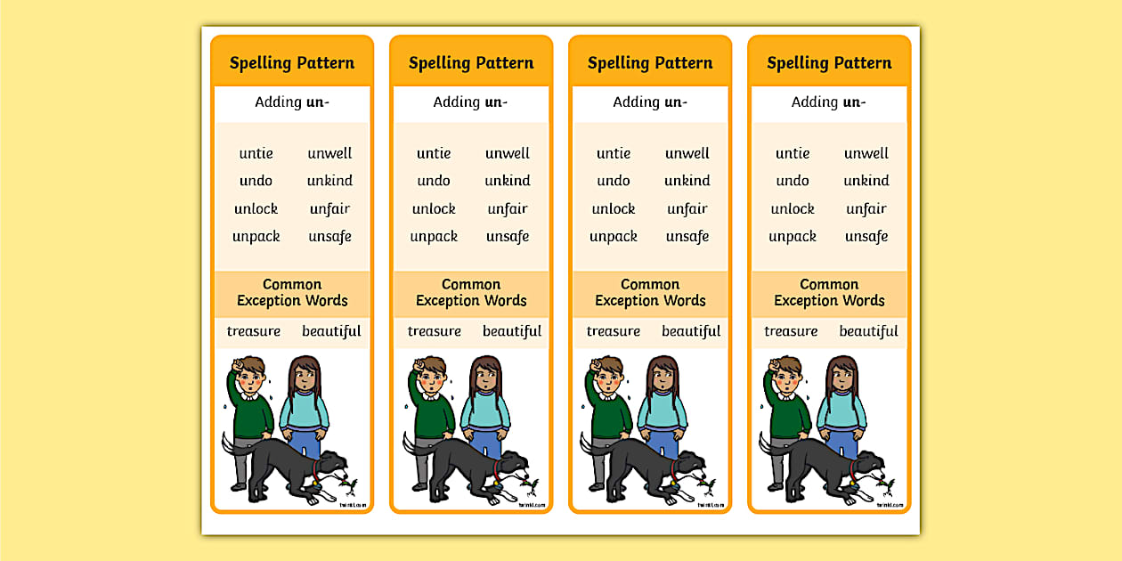 Adding un- Level 5 Week 30 Spelling Bookmarks - KS1 - Twinkl