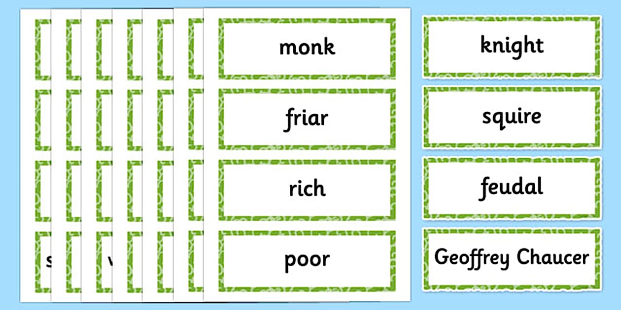 Middle Ages Vocabulary Cards - Words From The Middle Ages