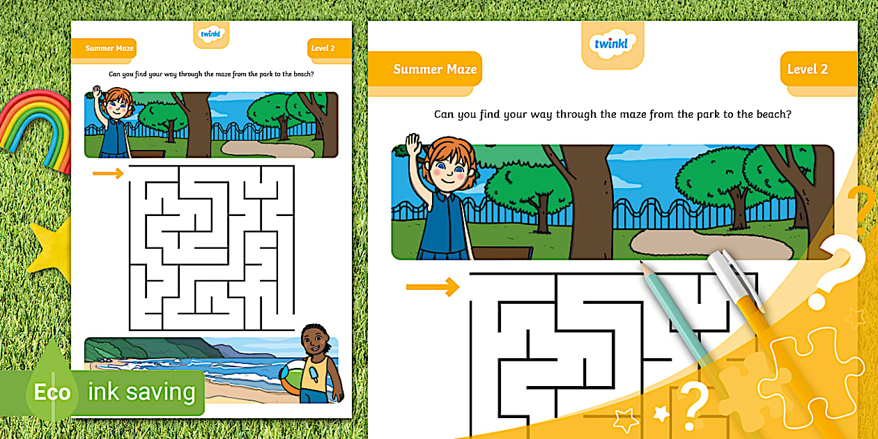 Summer Fun Maze Puzzle - L2 - Twinkl Puzzled (teacher made)