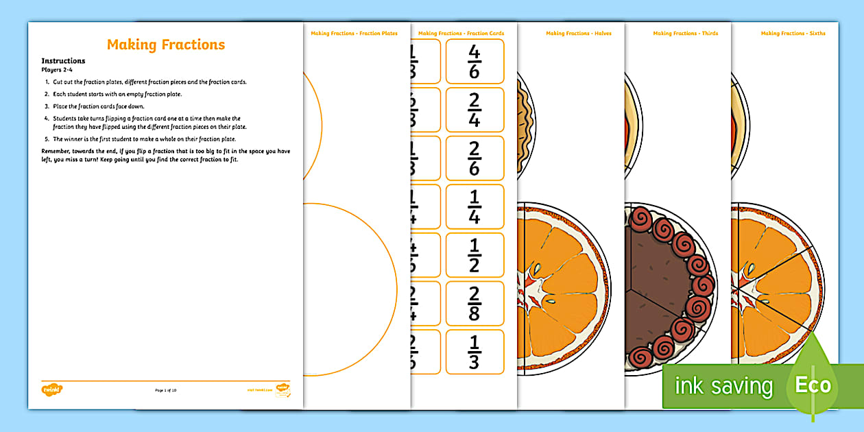 Making Whole Fractions Game - Making Fractions Game - Twinkl