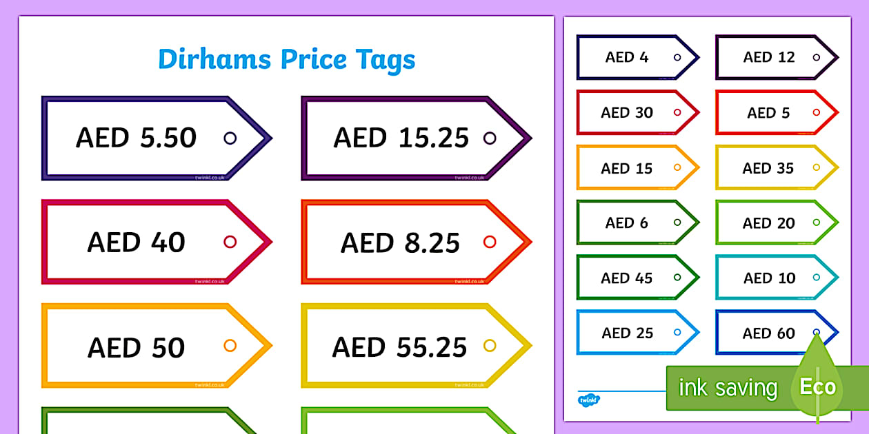 Price tags in Dirhams price tags (teacher made) - Twinkl