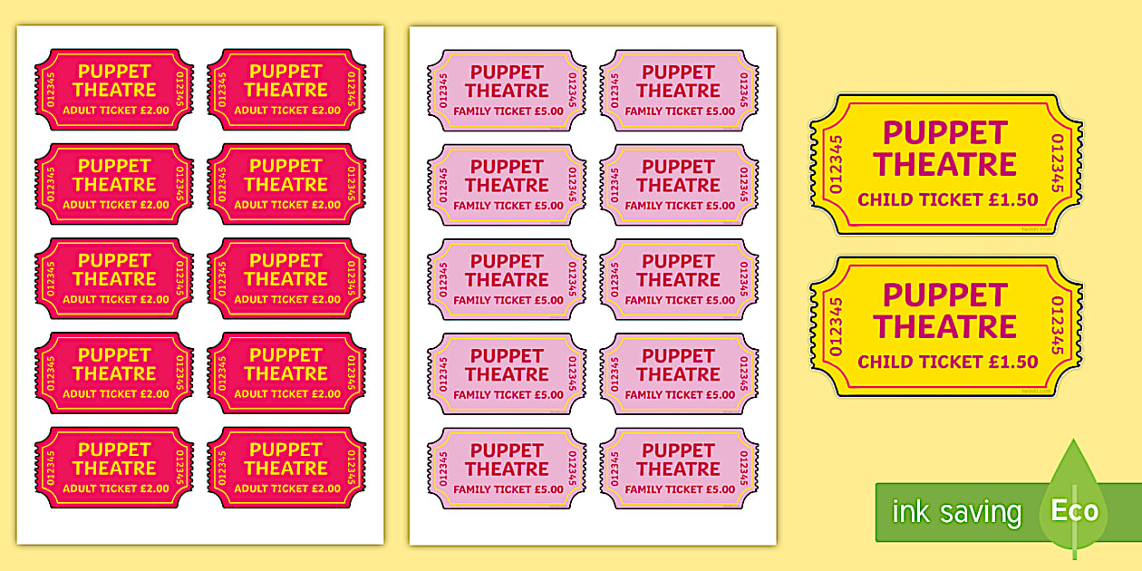 NSW Puppet Theatre Role Play Tickets (teacher made) - Twinkl