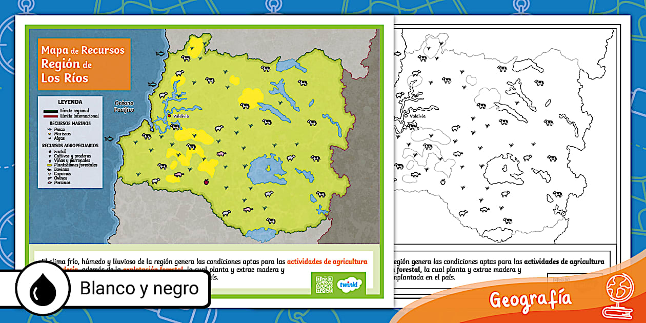 Póster | Mapa de Recursos Región de Los Ríos | Geografía