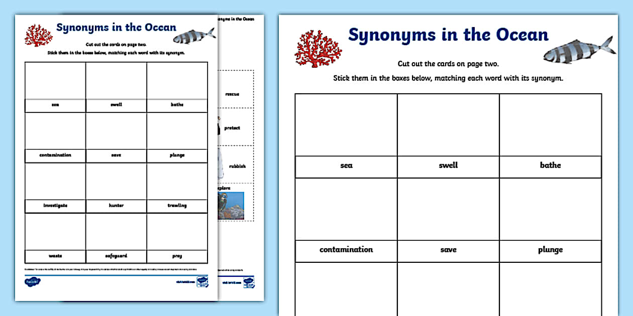 World's Ocean Day: Synonyms for Ocean | KS2 | Twinkl