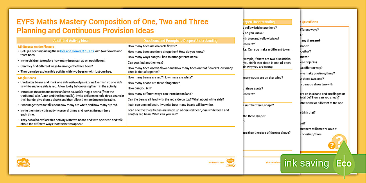 👉 EYFS Maths Mastery Composition of 1, 2 and 3 Planning Ideas 👉 EYFS Maths Mastery Composition of 1, 2 and 3 Planning Ideas