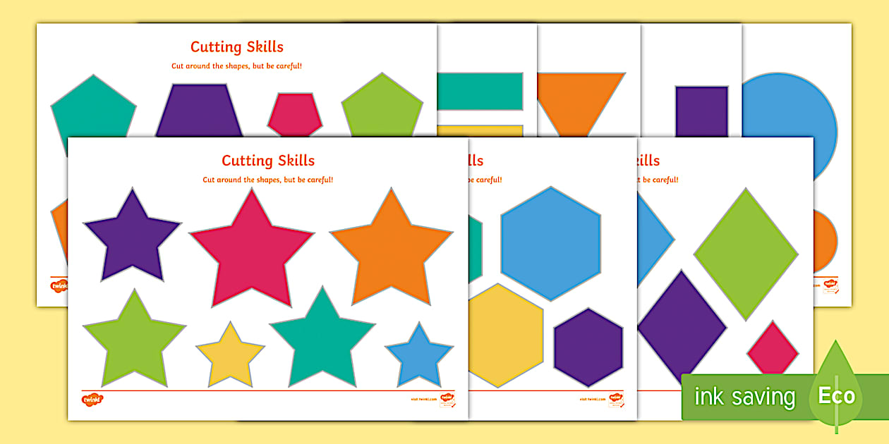 👉 Cutting Skills Worksheets (Size & Shape Ordering) - education
