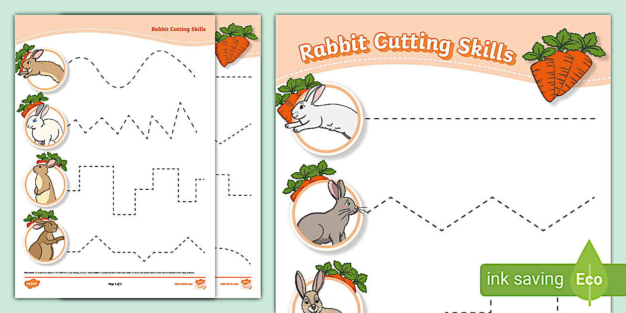 Rabbit-Themed Cutting Skills Activity - EYFS/KS1 - Twinkl