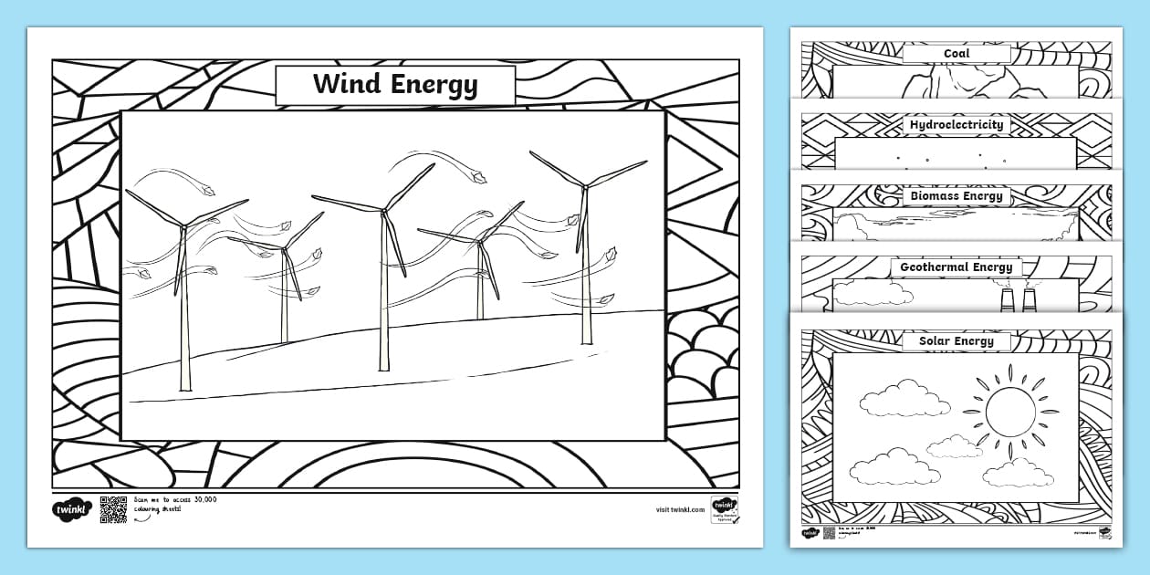 Renewable and Non Renewable Energy Colouring Sheets - Twinkl