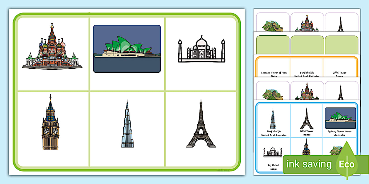 Landmarks Around the World Bingo - Twinkl
