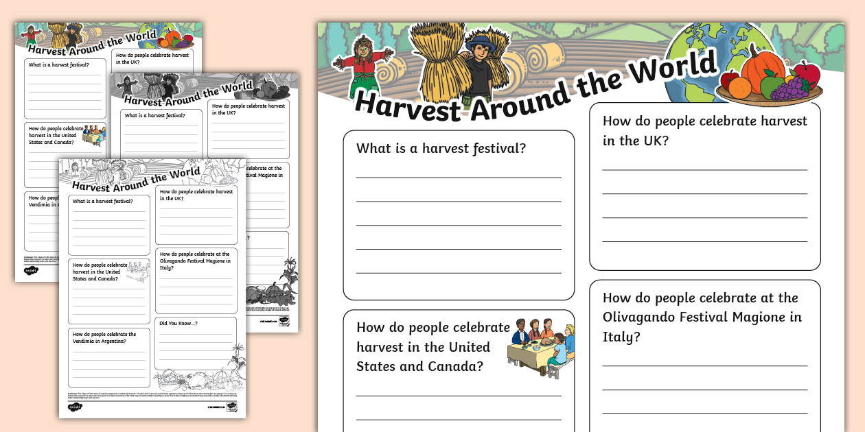 KS1 Harvest Around the World Fact File Template - Twinkl