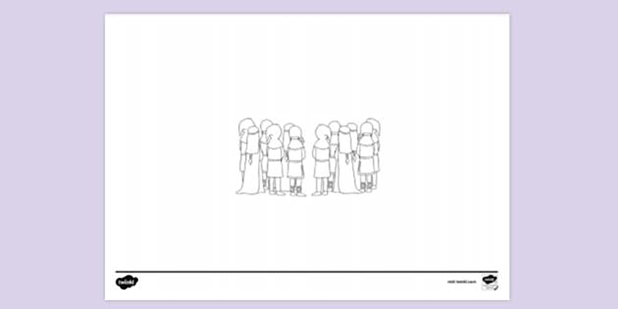Medieval Crowd Scene Colouring | Colouring Sheets | Twinkl