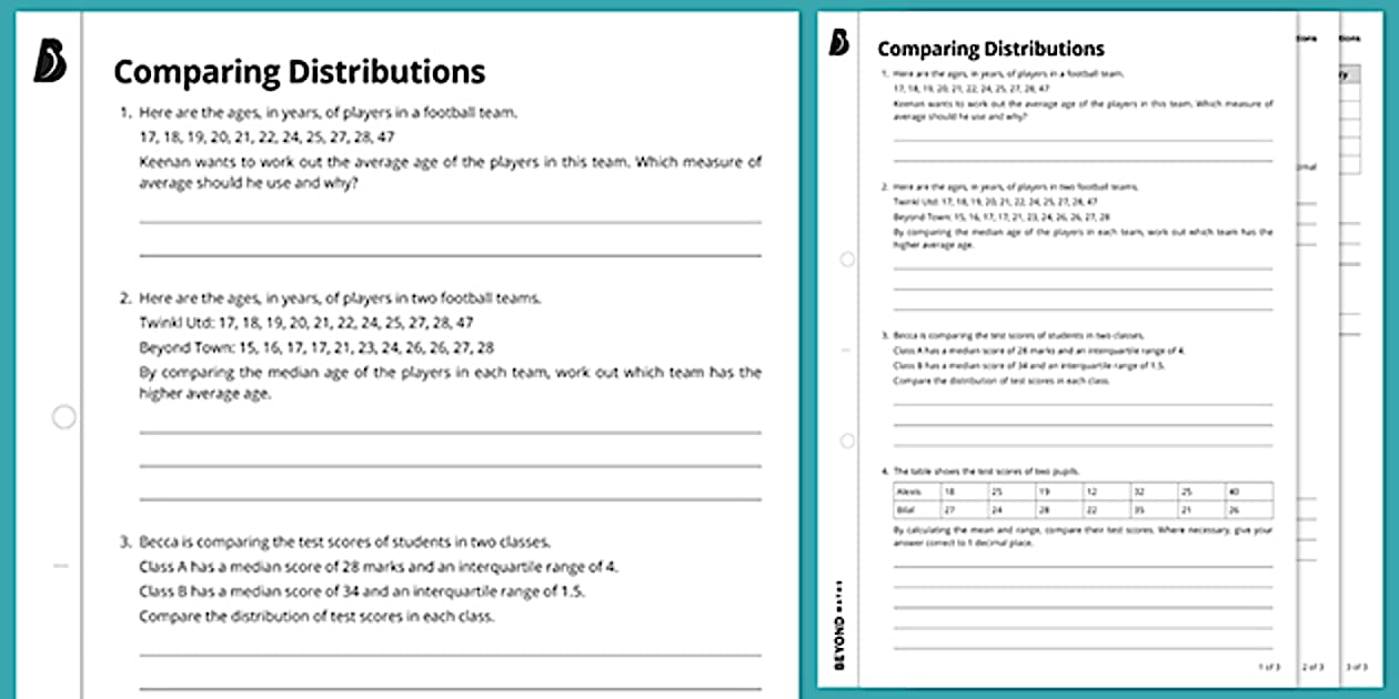 👉 Comparing Distributions Worksheet - Twinkl