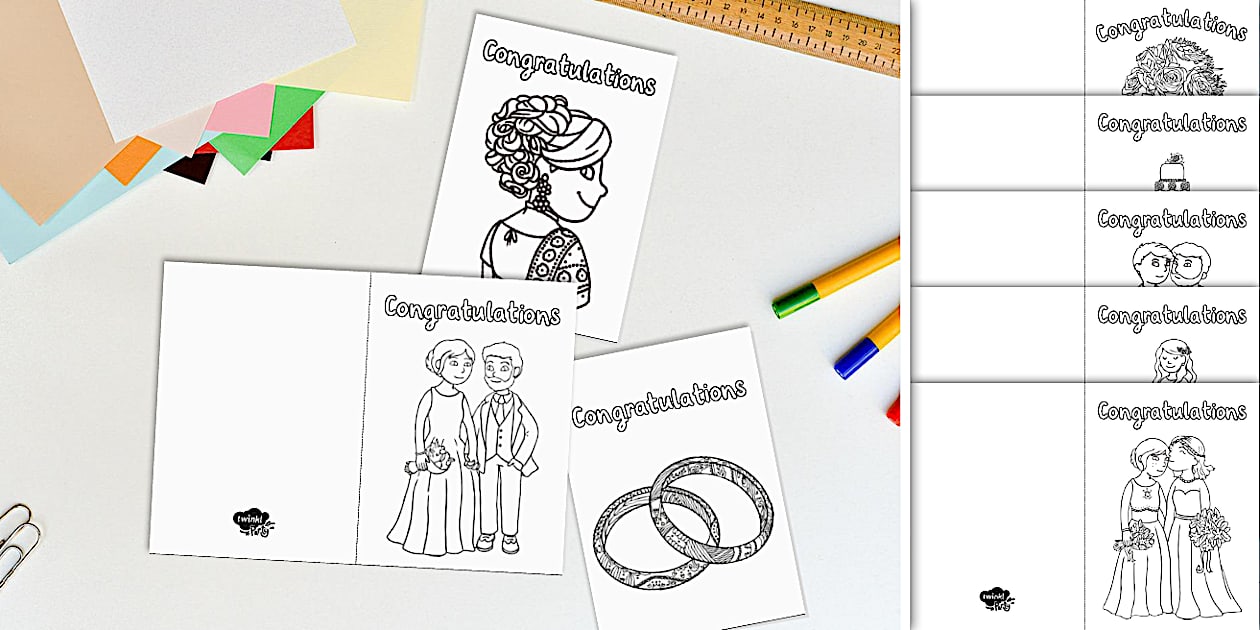 Wedding Colouring Cards for Children | Twinkl Party - Twinkl