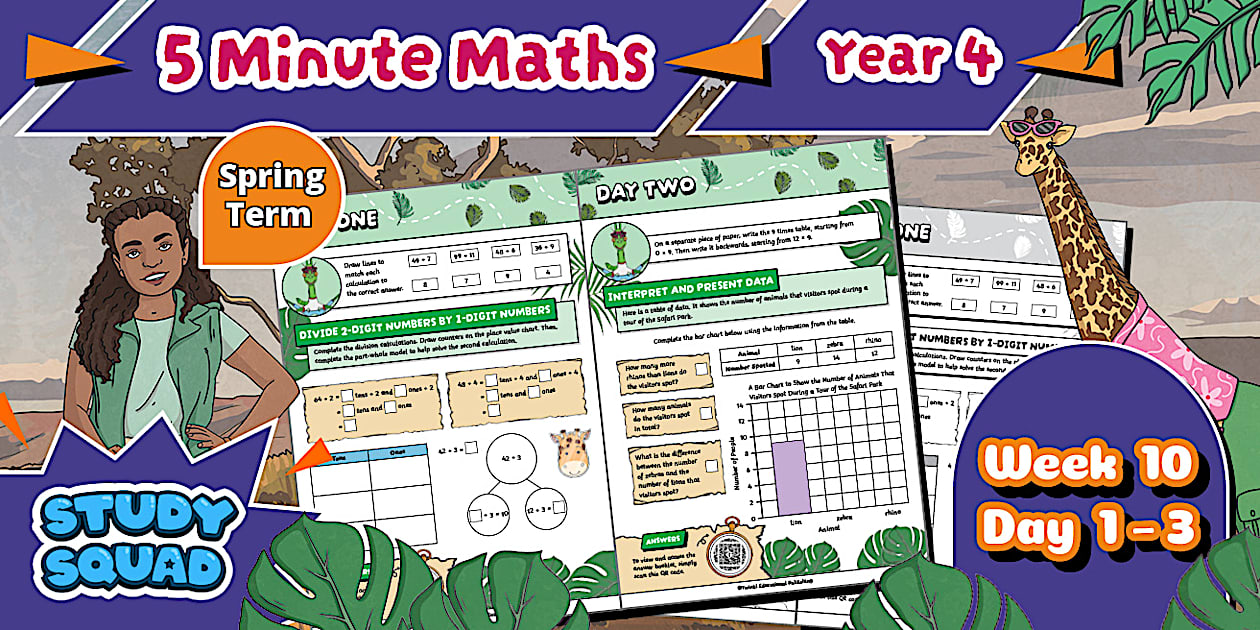 👉 Study Squad 5 Minute Maths - Year 4 Spring - Week 10 Day 1-3