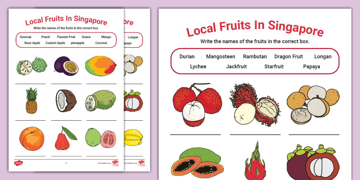 Singapore Fruits Activity Sheet (teacher made) - Twinkl