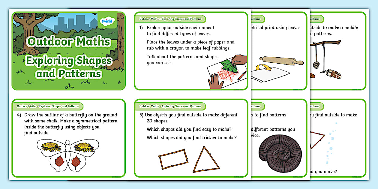 👉 KS1 Outdoor Maths Shapes and Patterns Challenge Cards