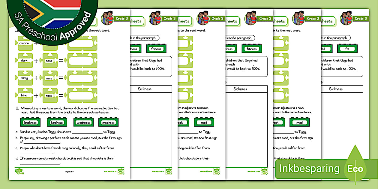 Suffix -ness Differentiated Worksheets (teacher made)