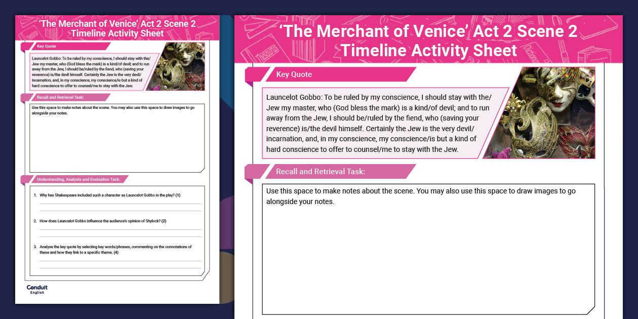 'The Merchant of Venice' Act 2 Scene 2 Timeline - Twinkl