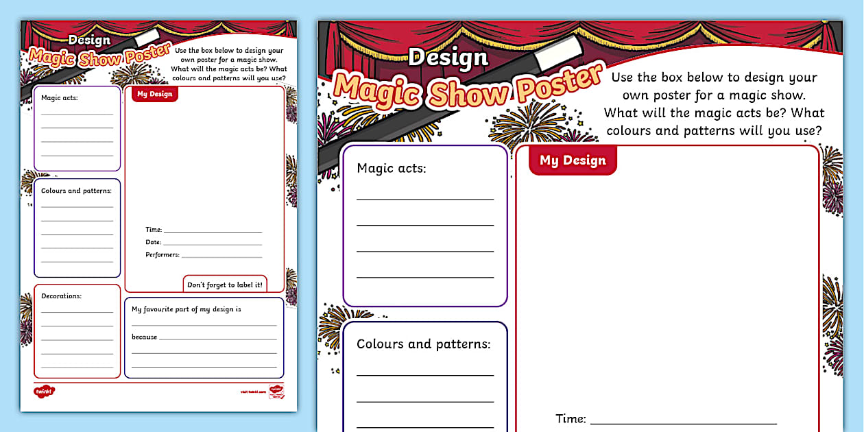 Design a Magic Show Poster Worksheet