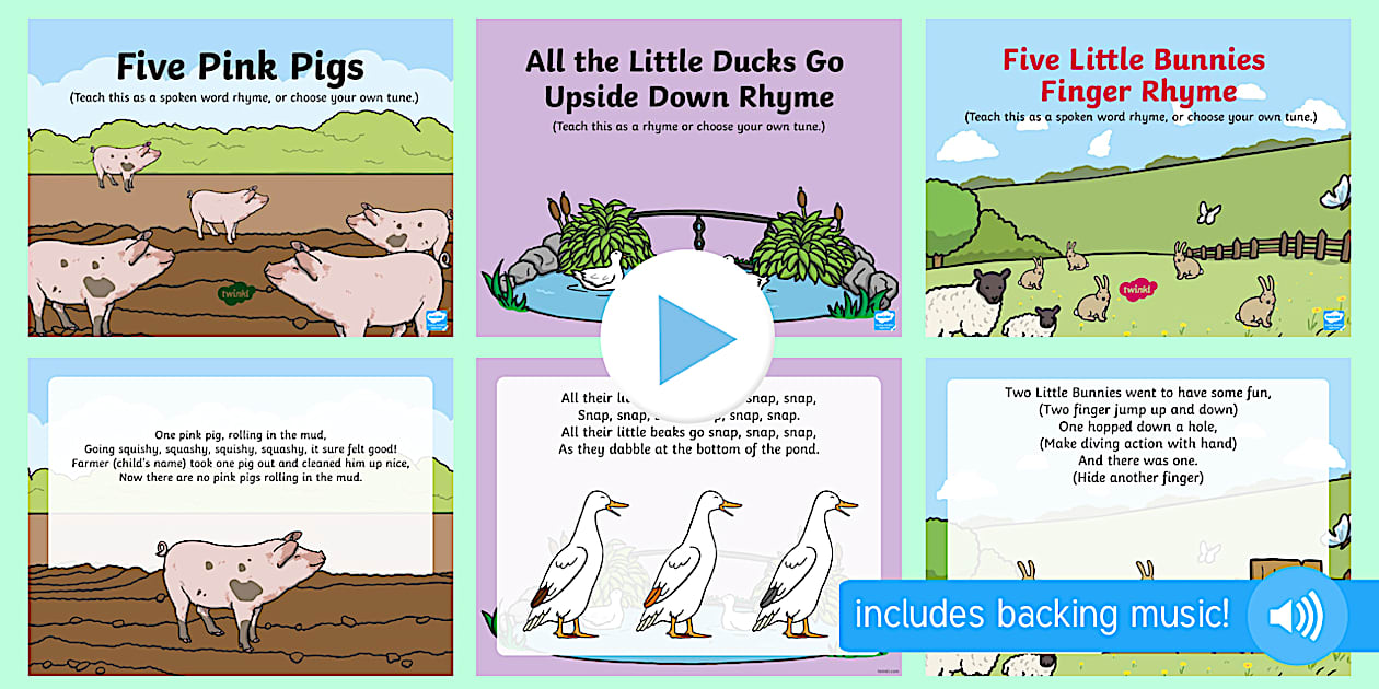 Spring Animals Songs and Rhymes PowerPoints Pack - Twinkl
