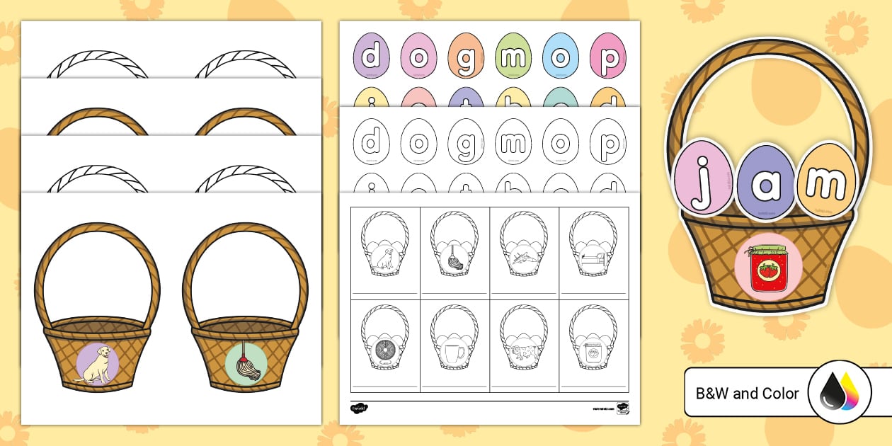 Easter Basket CVC Words Hands-on Sorting Activity for K-1st Grade