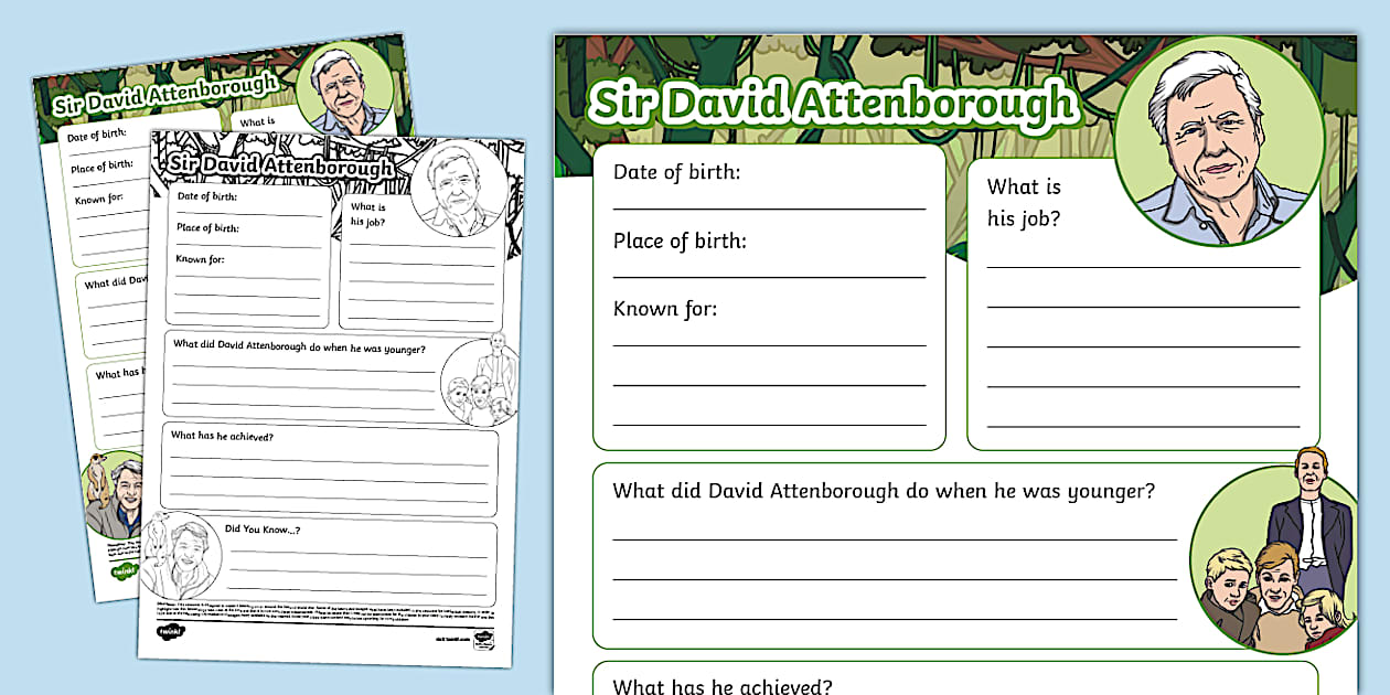 KS1 Sir David Attenborough Fact File Template (teacher made)