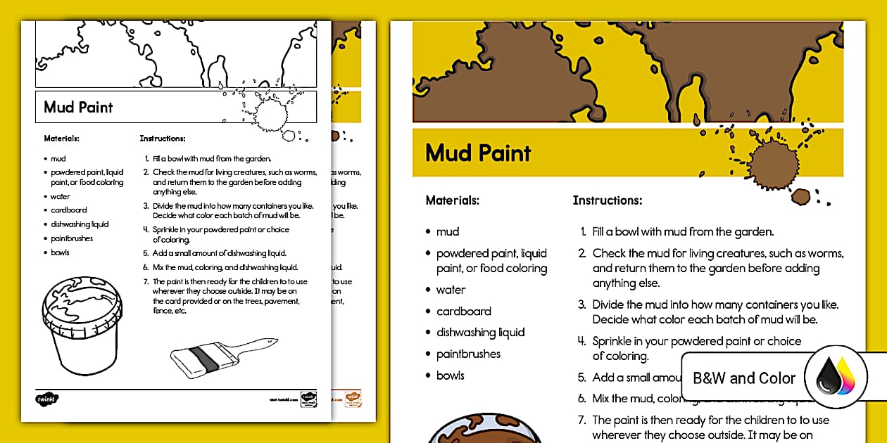 Mud Paint Recipe Card (teacher made) - Twinkl