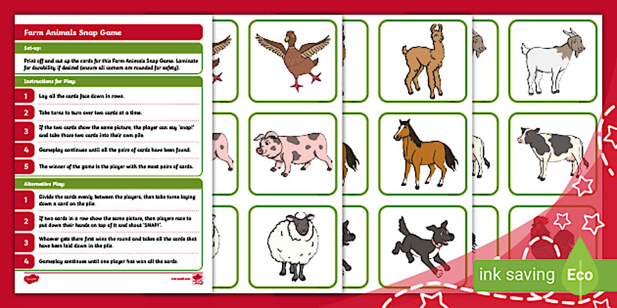Farm Animals Snap Game (teacher made) - Twinkl