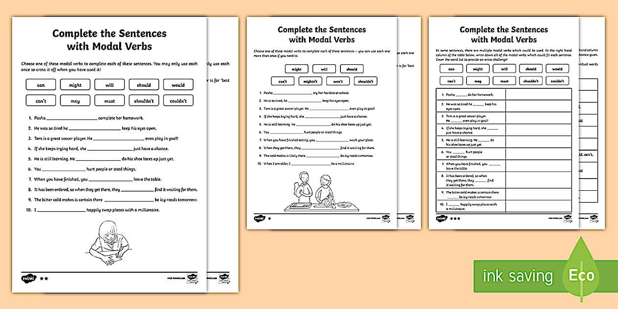 Helping Verbs Worksheet - Modal Verbs Gap-Fill Activity