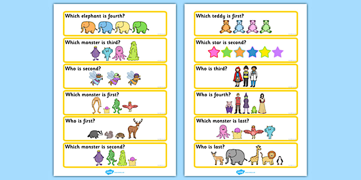 'Who Is...?' Ordinal Number Concept Cards Activity (Set Two)