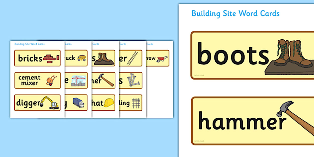 Building Site Vocabulary Cards - ESL Building Vocabulary