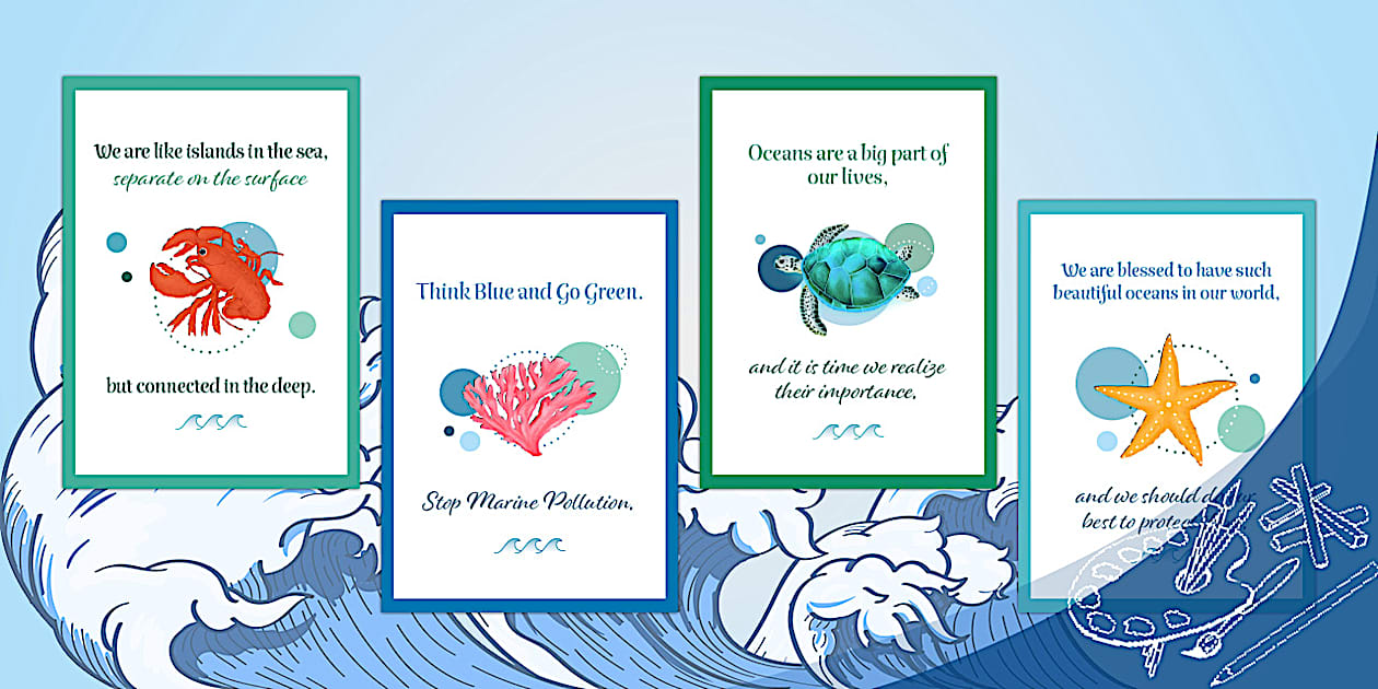 World Ocean Day Inspirational Quotes Posters Pack