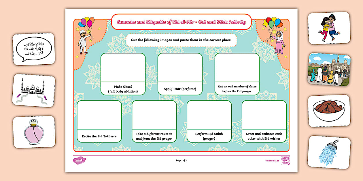 Sunnah Acts of Eid Al-Fitr - Cut and Paste Activity