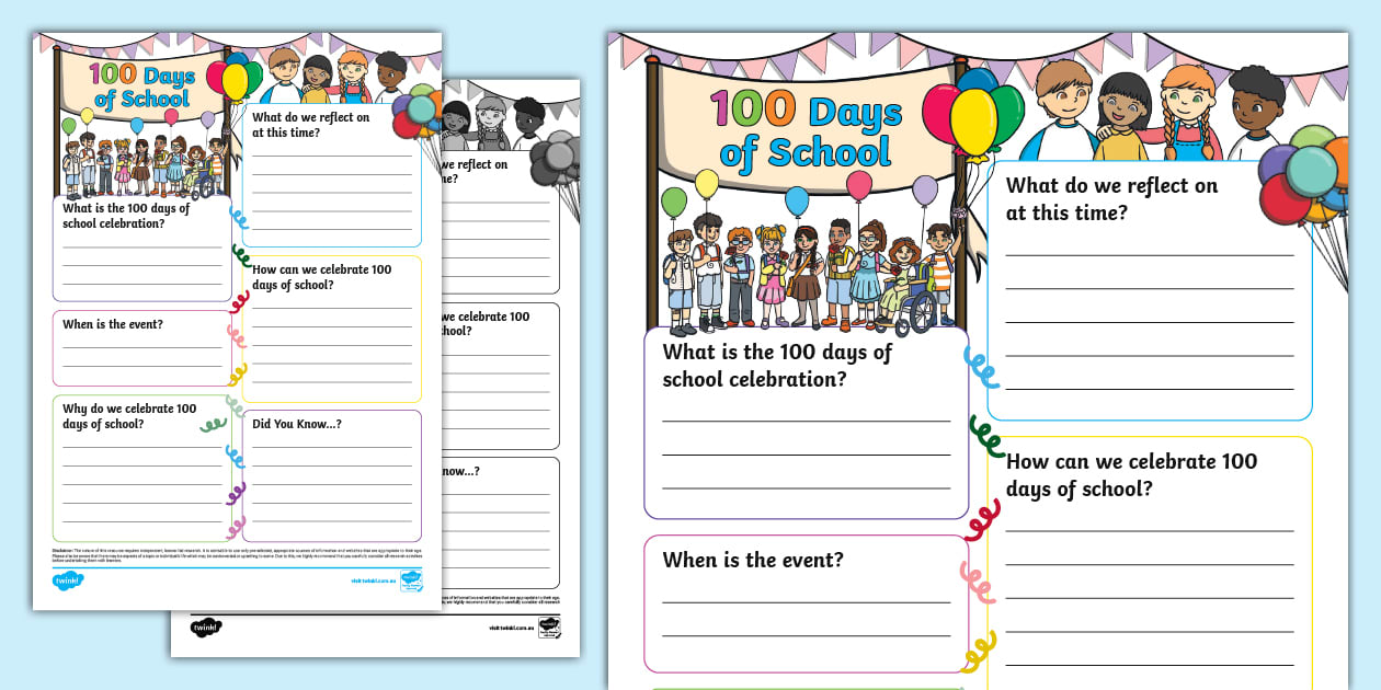 100 Days of School Fact File Template (teacher made)