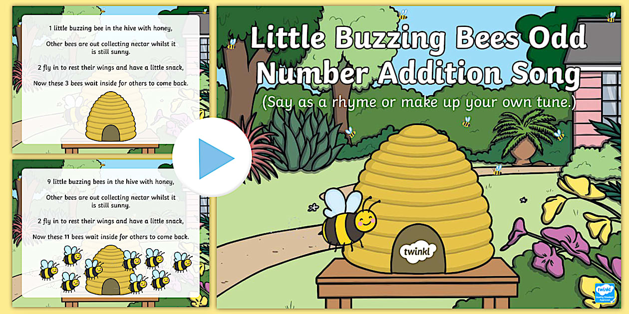 Little Buzzing Bees Odd Number Addition Rhyme PowerPoint