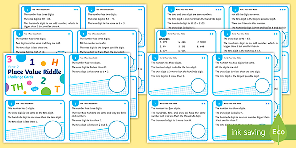 NSW Place Value Riddle Year 2 Differentiated Challenge Cards