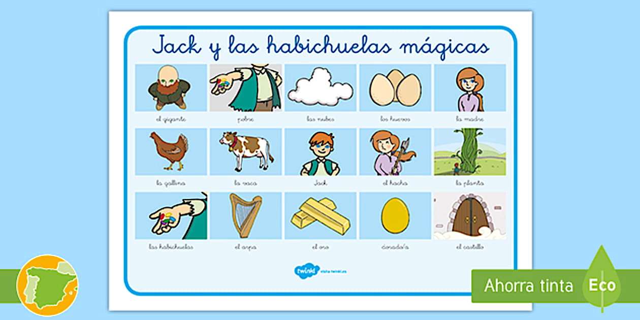 Tapiz de vocabulario: Jack y las habichuelas mágicas