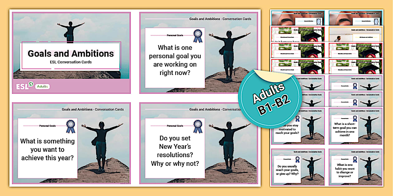 ESL Goals and Ambitions Conversation Cards [Adults, B1-B2]