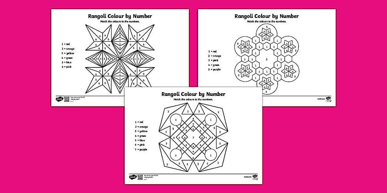 Rangoli Colour By Number Worksheet / Worksheets - Twinkl