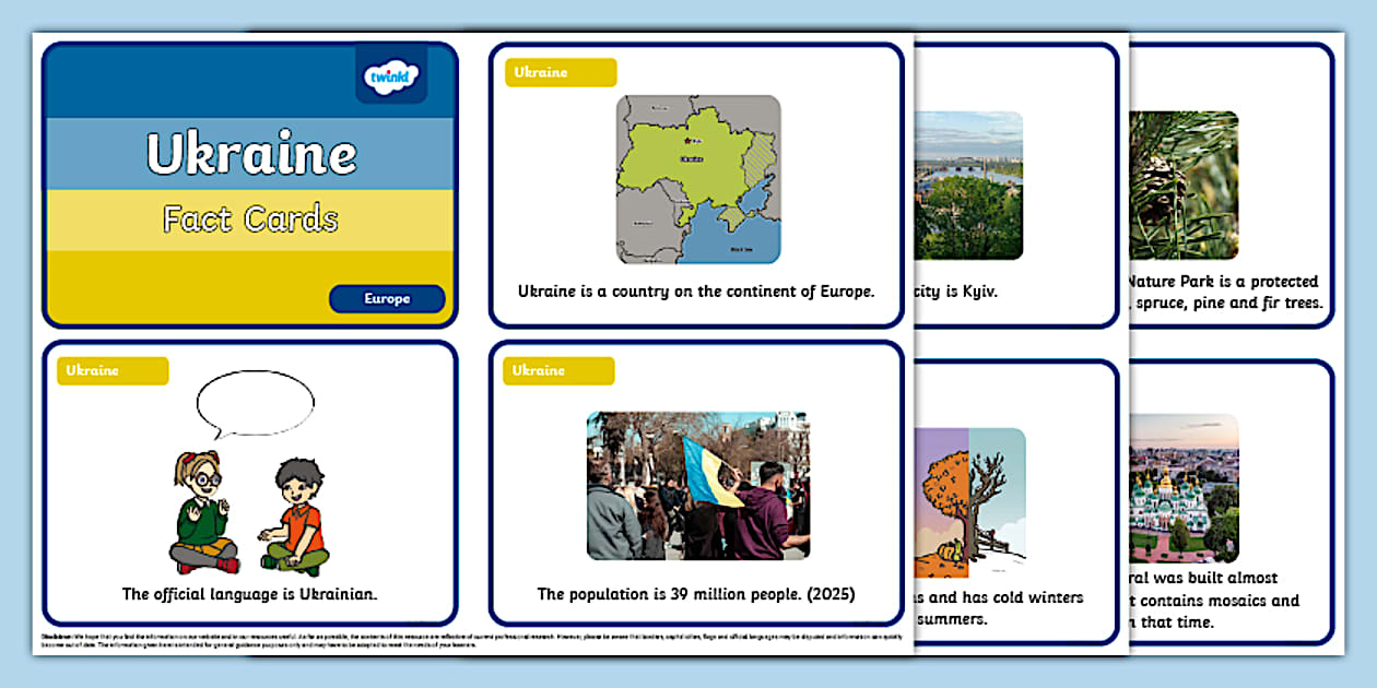 KS1 Ukraine Fact Cards (teacher made) - Twinkl