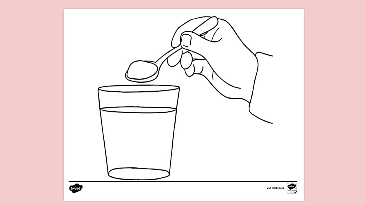 Water with Teaspoon of Sugar Colouring | Colouring Sheets