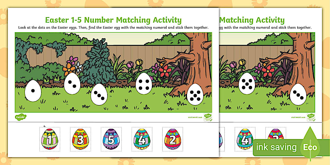 Easter 1-5 Number Matching Activity (Teacher-Made) - Twinkl