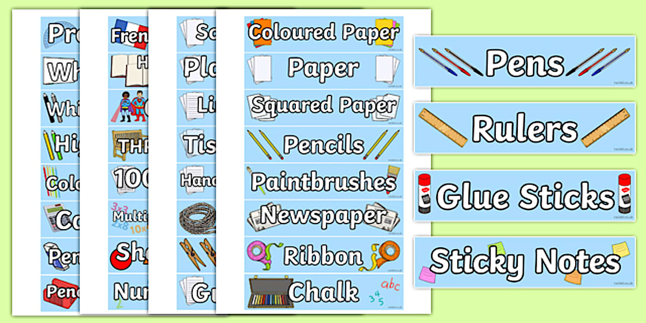 Editable Classroom Equipment Square Border Tray Labels Editable Classroom Equipment Square Border Tray Labels