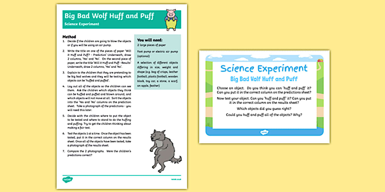 Can You Huff and Puff It? Science Experiment and Prompt Card Pack