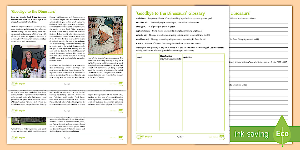 Good Friday Agreement Differentiated Reading Comprehension Activity