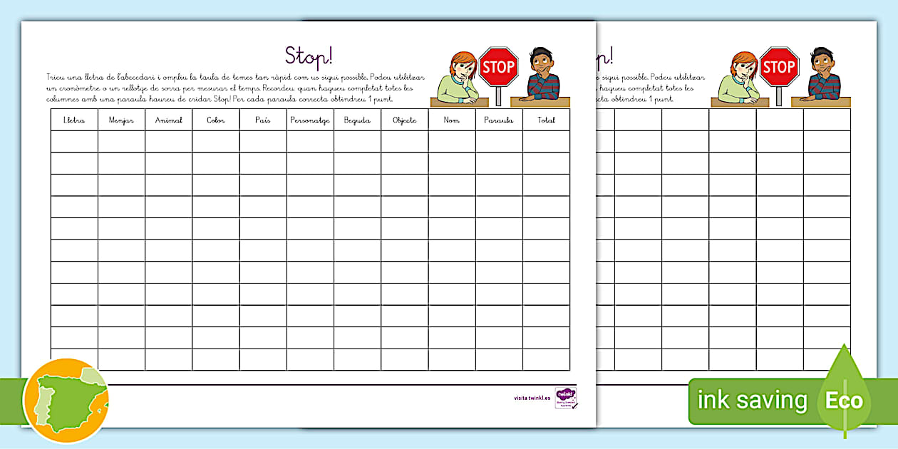 Joc: Stop! - Català (teacher made) - Twinkl